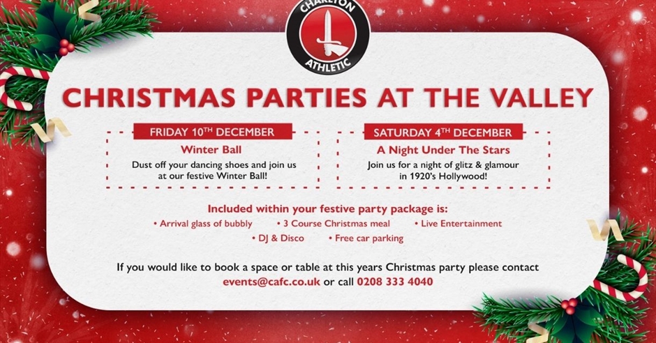 Christmas Parties at The Valley - Christmas Parties in Charlton ...